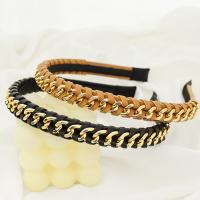 China Wholesale Imitation Leather Twist Metal Chain Pu Hair Bands Braid Headband 1.5cm Width 40g for sale