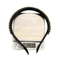 China Wholesale Imitation Leather Twist Metal Chain Pu Hair Bands Braid Headband 1.5cm Width 40g for sale