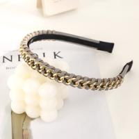 China Wholesale Imitation Leather Twist Metal Chain Pu Hair Bands Braid Headband 1.5cm Width 40g for sale