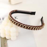 China Wholesale Imitation Leather Twist Metal Chain Pu Hair Bands Braid Headband 1.5cm Width 40g for sale
