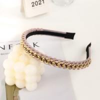 China Wholesale Imitation Leather Twist Metal Chain Pu Hair Bands Braid Headband 1.5cm Width 40g for sale