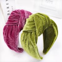 China Velvet Knitted Hair Band Women 8cm Wide Top Knot Headband Non Slip 9 Colors for sale