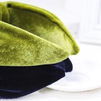 China Velvet Knitted Hair Band Women 8cm Wide Top Knot Headband Non Slip 9 Colors for sale