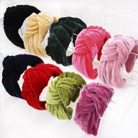 China Velvet Knitted Hair Band Women 8cm Wide Top Knot Headband Non Slip 9 Colors for sale