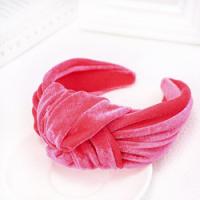 China Velvet Knitted Hair Band Women 8cm Wide Top Knot Headband Non Slip 9 Colors for sale