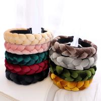 China Winter Fashion Plush Braided Headband Handmade Flannel Hair Accessories 3cm Wide 67g for sale