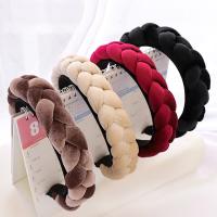 China Winter Fashion Plush Braided Headband Handmade Flannel Hair Accessories 3cm Wide 67g for sale