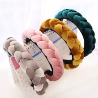 China Winter Fashion Plush Braided Headband Handmade Flannel Hair Accessories 3cm Wide 67g for sale