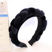China Winter Fashion Plush Braided Headband Handmade Flannel Hair Accessories 3cm Wide 67g for sale