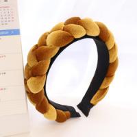 China Winter Fashion Plush Braided Headband Handmade Flannel Hair Accessories 3cm Wide 67g for sale