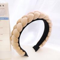 China Winter Fashion Plush Braided Headband Handmade Flannel Hair Accessories 3cm Wide 67g for sale
