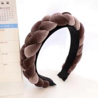 China Winter Fashion Plush Braided Headband Handmade Flannel Hair Accessories 3cm Wide 67g for sale