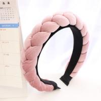 China Winter Fashion Plush Braided Headband Handmade Flannel Hair Accessories 3cm Wide 67g for sale