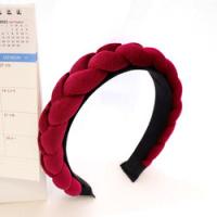 China Winter Fashion Plush Braided Headband Handmade Flannel Hair Accessories 3cm Wide 67g for sale