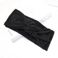 China Pure Color Knitted Bow Hair Band for Women 11cm Wide Elastic Non Slip Winter for sale