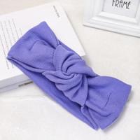 China Pure Color Knitted Bow Hair Band for Women 11cm Wide Elastic Non Slip Winter for sale