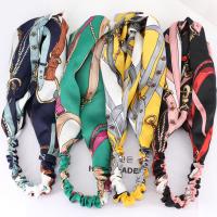 China Chain Satin Cross Hair Band Knot Hairband Wide Edge Printing Headband 7cm for Women for sale