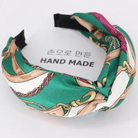 China Chain Satin Cross Hair Band Knot Hairband Wide Edge Printing Headband 7cm for Women for sale