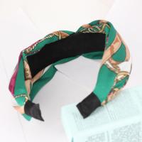 China Chain Satin Cross Hair Band Knot Hairband Wide Edge Printing Headband 7cm for Women for sale