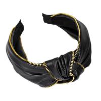China Punk Style Wide Edge Headband with Zipper Chain 7cm Memory Plastic Hairband for Women for sale