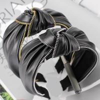 China Punk Style Wide Edge Headband with Zipper Chain 7cm Memory Plastic Hairband for Women for sale