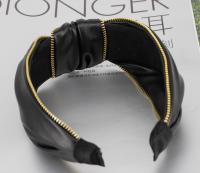 China Punk Style Wide Edge Headband with Zipper Chain 7cm Memory Plastic Hairband for Women for sale