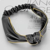 China Punk Style Wide Edge Headband with Zipper Chain 7cm Memory Plastic Hairband for Women for sale