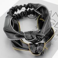 China Punk Style Wide Edge Headband with Zipper Chain 7cm Memory Plastic Hairband for Women for sale