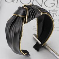 China Punk Style Wide Edge Headband with Zipper Chain 7cm Memory Plastic Hairband for Women for sale