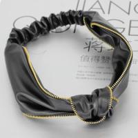 China Punk Style Wide Edge Headband with Zipper Chain 7cm Memory Plastic Hairband for Women for sale