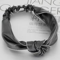China Punk Style Wide Edge Headband with Zipper Chain 7cm Memory Plastic Hairband for Women for sale