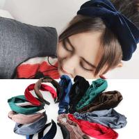 China Velvet Hair Band 7cm Wide Top Knot Cross Headband for Women Non Slip Elastic Hair Hoop for sale