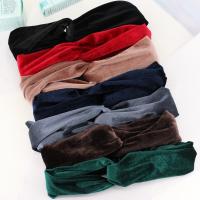 China Velvet Hair Band 7cm Wide Top Knot Cross Headband for Women Non Slip Elastic Hair Hoop for sale