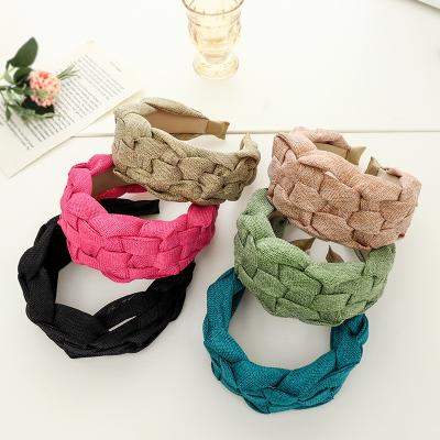 China 7cm Wide Weave Lattice Headwear Shape Memory Hair Hoop for Women Daily Use for sale