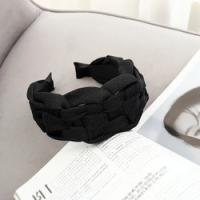 China 7cm Wide Weave Lattice Headwear Shape Memory Hair Hoop for Women Daily Use for sale