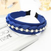 China Fabric Pearl Headband 4cm Wide Fashion Braid Hair Band for Women Girls Elastic Memory Plastic for sale