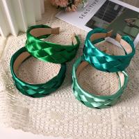 China Black White Silk Satin Woven Wide Edge Hair Band 5.5cm Flexible Memory Plastic Headband for Women for sale