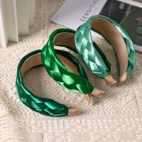 China Black White Silk Satin Woven Wide Edge Hair Band 5.5cm Flexible Memory Plastic Headband for Women for sale