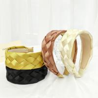 China Black White Silk Satin Woven Wide Edge Hair Band 5.5cm Flexible Memory Plastic Headband for Women for sale