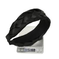 China Black White Silk Satin Woven Wide Edge Hair Band 5.5cm Flexible Memory Plastic Headband for Women for sale