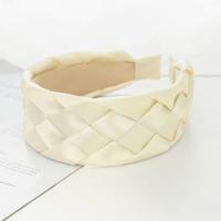 China Black White Silk Satin Woven Wide Edge Hair Band 5.5cm Flexible Memory Plastic Headband for Women for sale