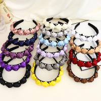 China Fabric Rose Diamond Hair Band for Women 3cm Flexible Memory Plastic Headband for sale