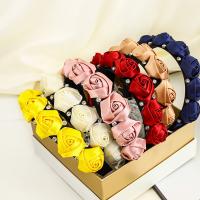 China Fabric Rose Diamond Hair Band for Women 3cm Flexible Memory Plastic Headband for sale