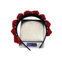 China Fabric Rose Diamond Hair Band for Women 3cm Flexible Memory Plastic Headband for sale
