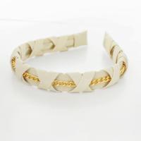 China Button Woven Hair Hoop 1cm Width 46g Women Fashion Headband Soft Comfortable Daily Use for sale