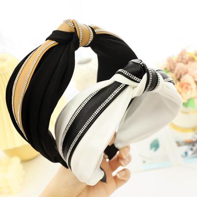 China Korean Style Knot Headband for Women 7cm Wide Brimmed Hairband Fabric Non Slip Hair Accessories for sale