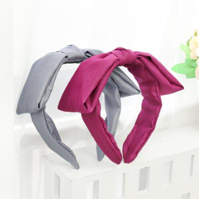 China Fabric Big Bow Hair Bands for Women 6cm Wide Edge Headband Comfortable Soft Hair Accessories for sale