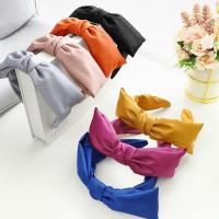 China Fabric Big Bow Hair Bands for Women 6cm Wide Edge Headband Comfortable Soft Hair Accessories for sale
