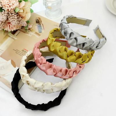 China European American Braided Hairband for Women 3cm Width Soft Fabric Non Slip Headband for sale