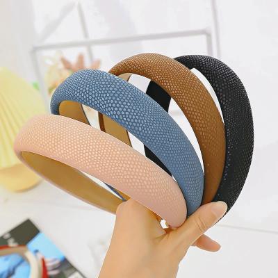 China PU Leather Sponge Headband 3cm Soft Comfortable Hair Band for Women Girls Daily Use for sale